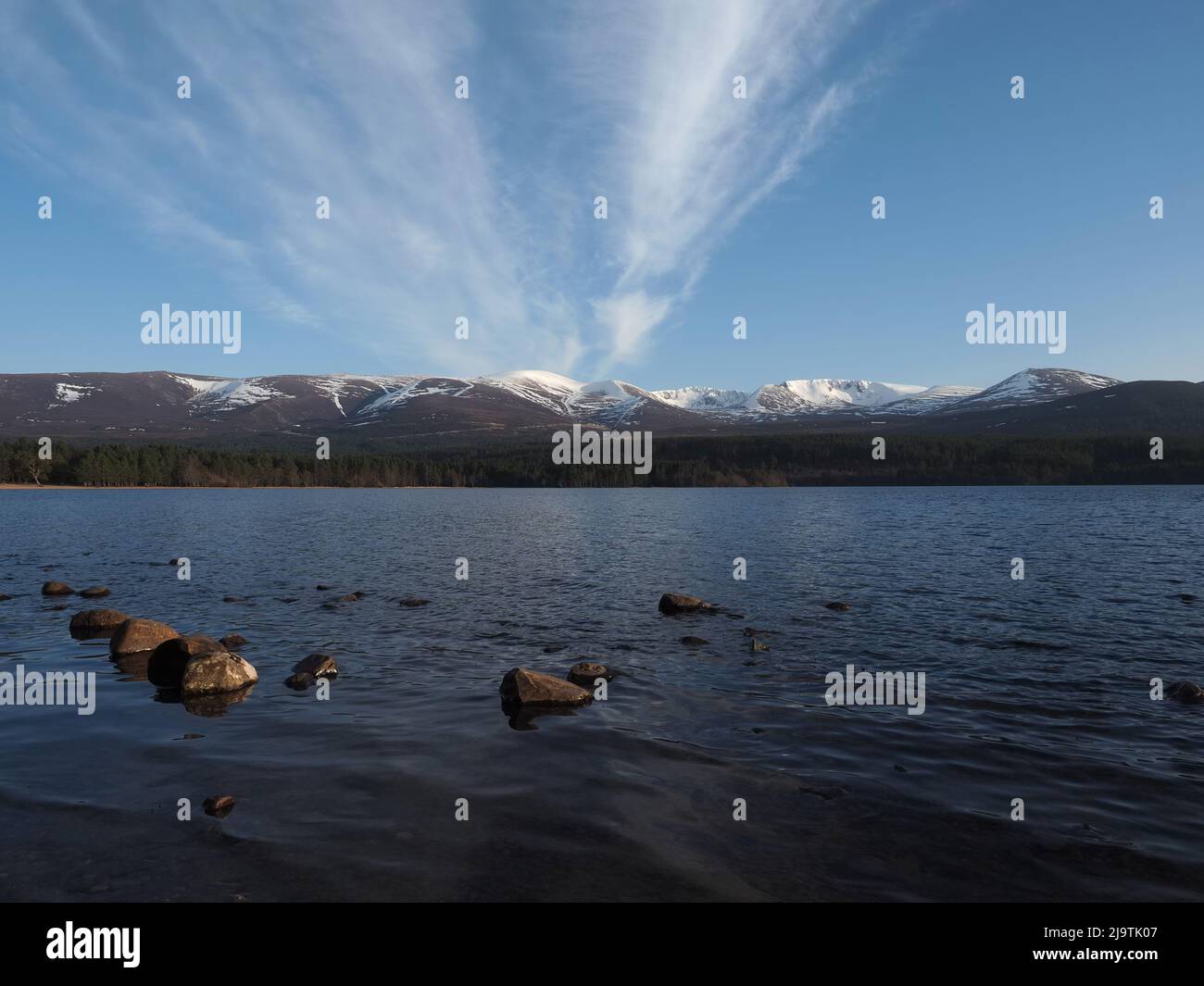 View from Loch Morlich, of Cairn Gorm & the Northern Corries with a ...