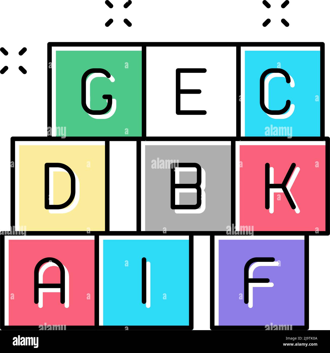 alphabet cubes kindergarten color icon vector illustration Stock Vector ...