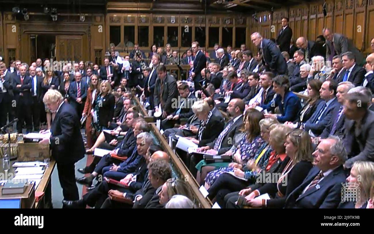 Prime Minister Boris Johnson speaks during Prime Minister's Questions ...