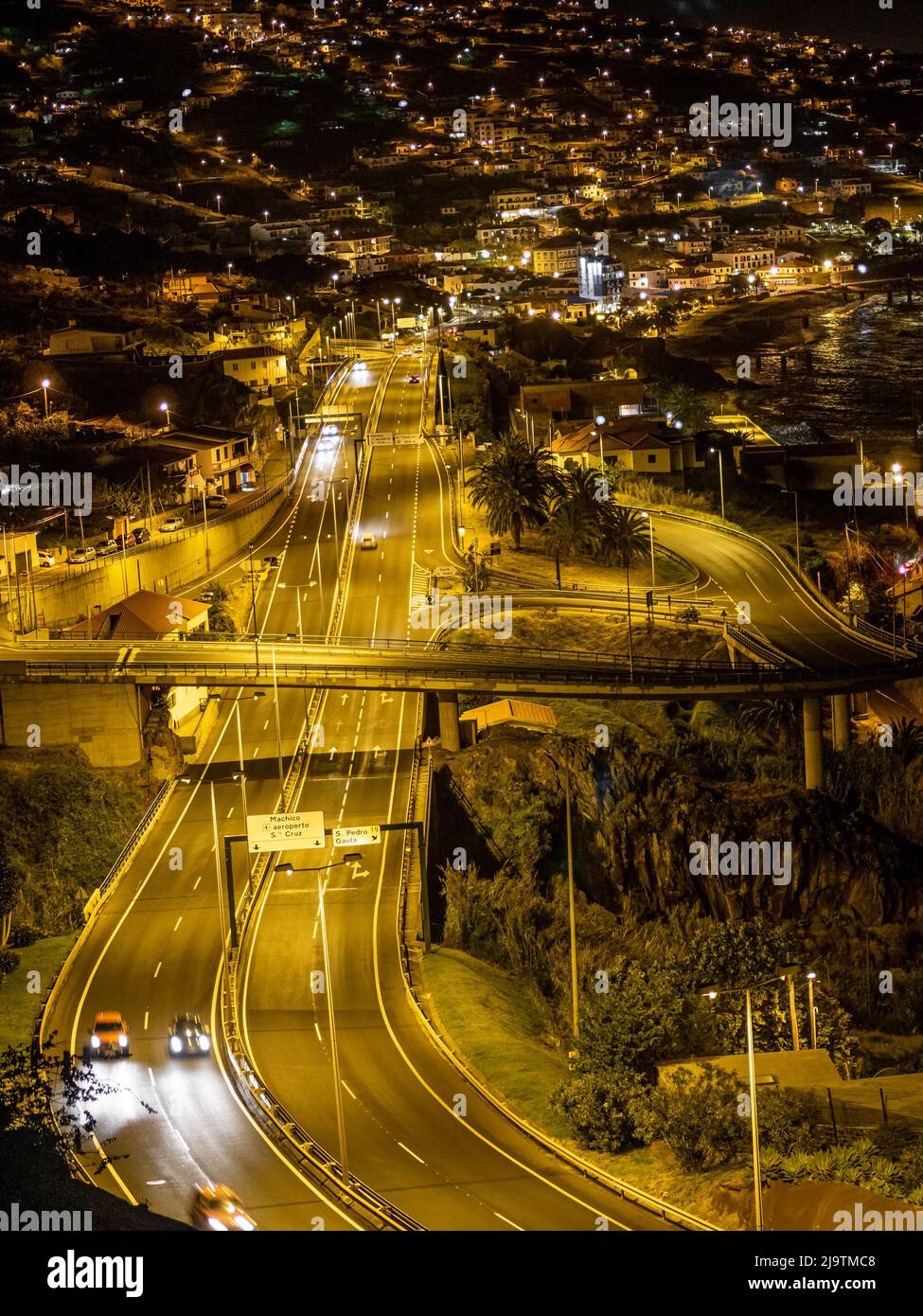 Roads intersection and bridge overview from the above in Lisbon ...