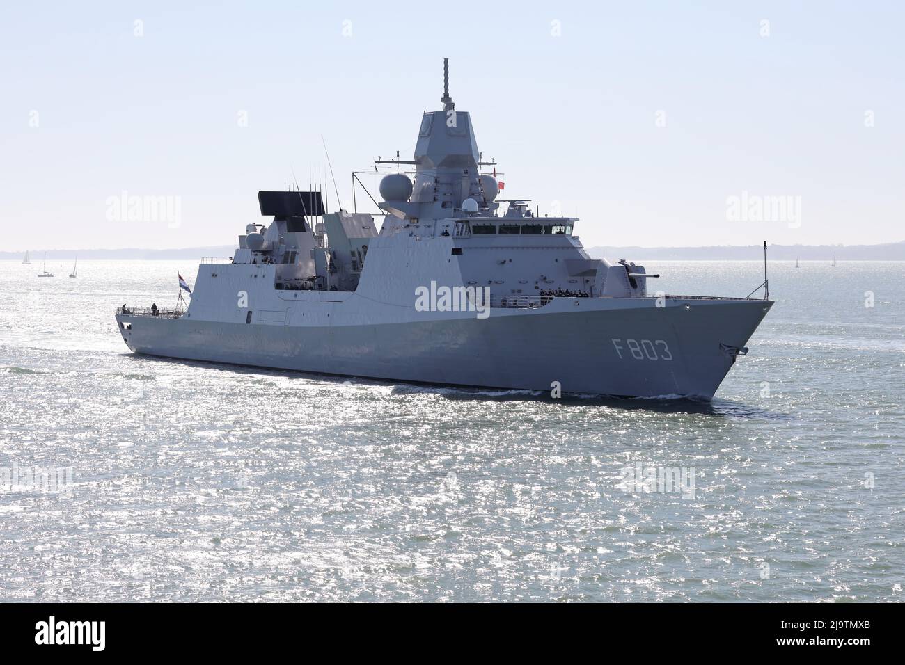 The Royal Netherlands Navy frigate HNLMS TROMP arriving at the Naval ...