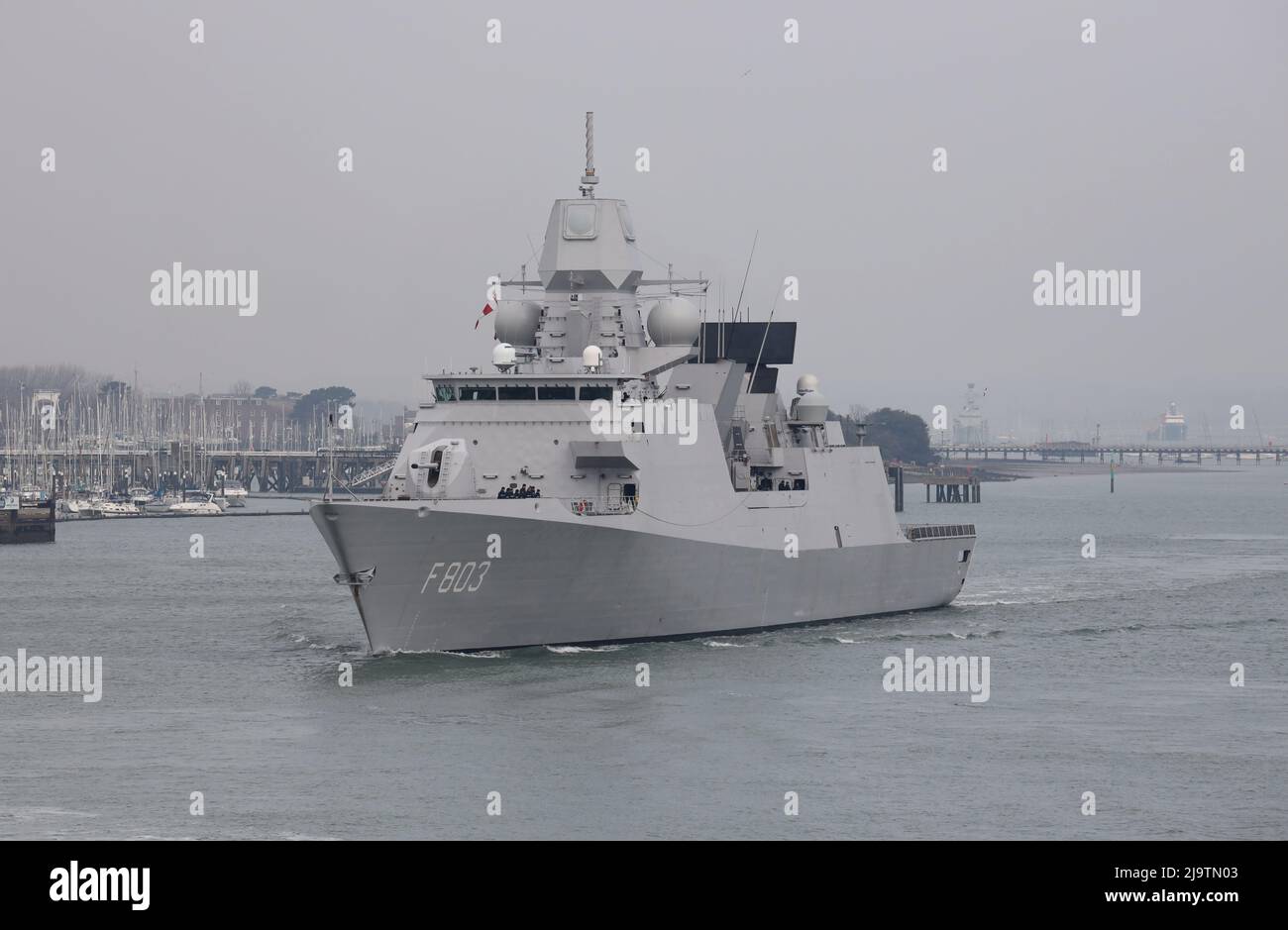The Royal Netherlands Navy frigate HNLMS TROMP departs from the Naval ...