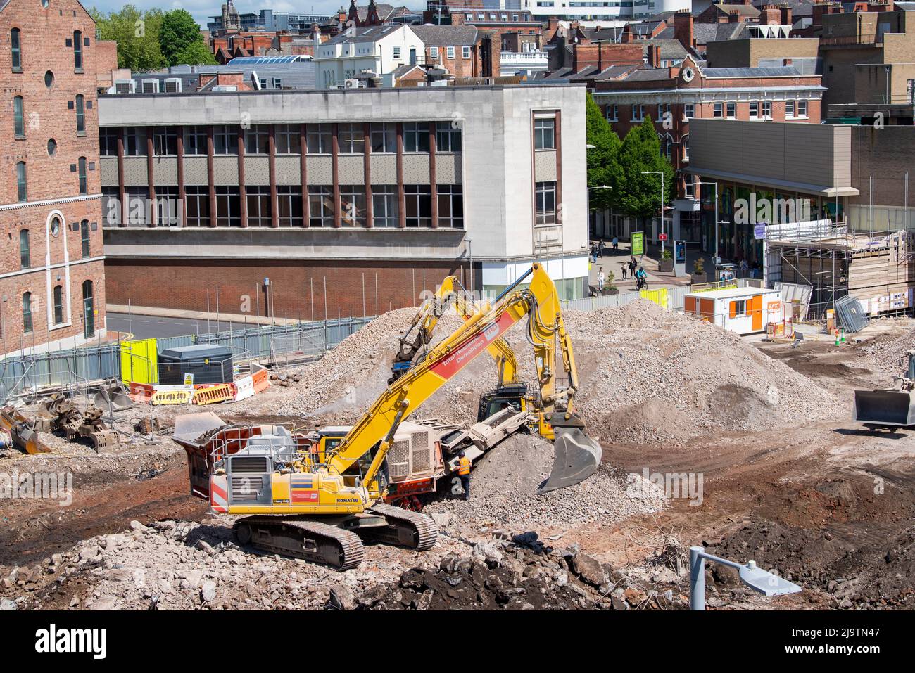 Demolition of the old Broadmarsh Shopping Centre in Nottingham City ...