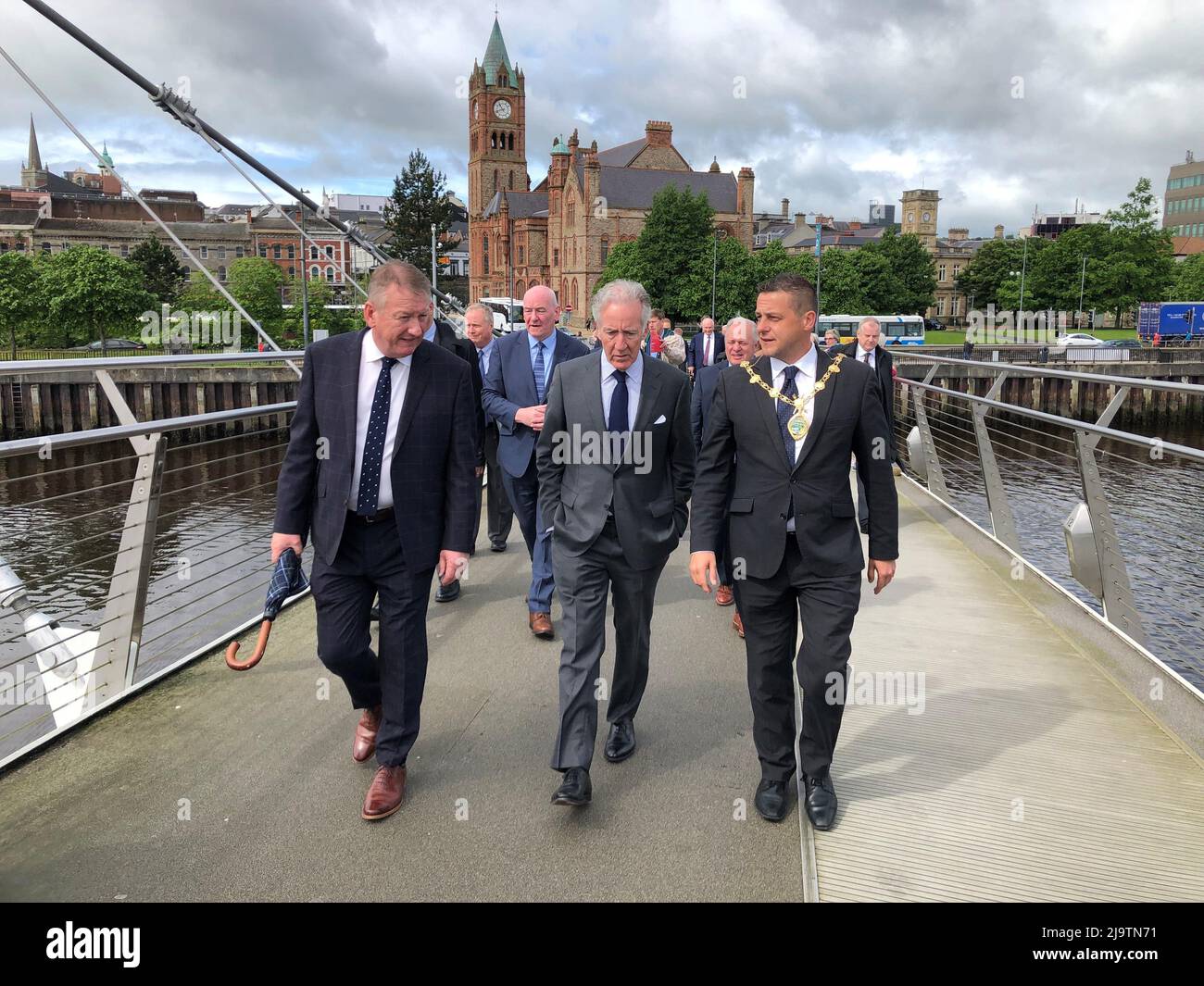 Congressman Richard Neal (centre) with mayor of Derry city and Strabane ...