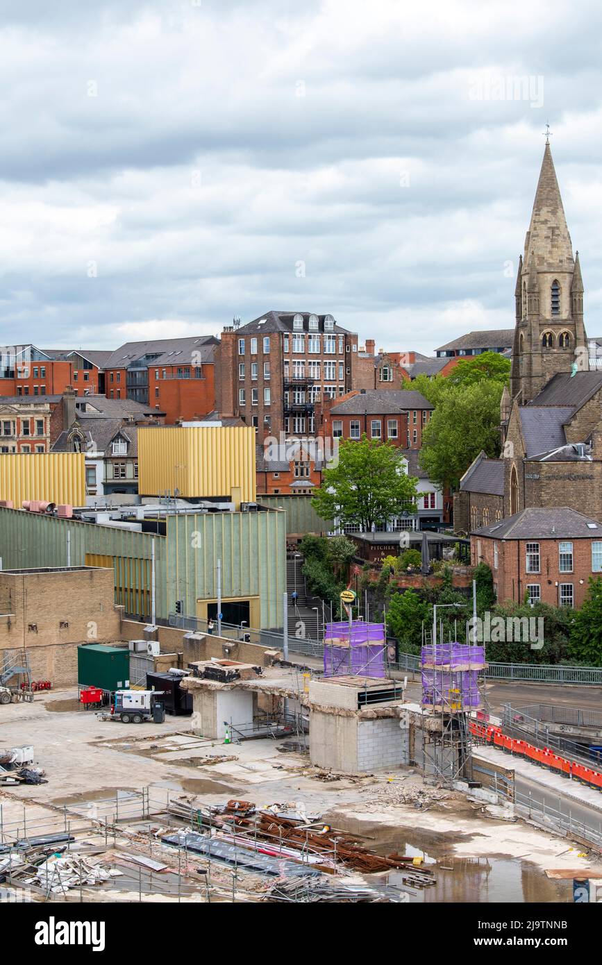 Demolition of the old Broadmarsh Shopping Centre in Nottingham City ...