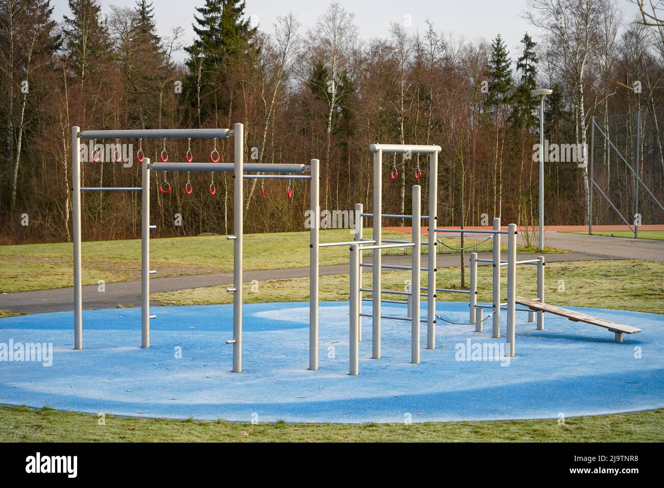 Outdoor workout training area in a modern coutryard Stock Photo - Alamy