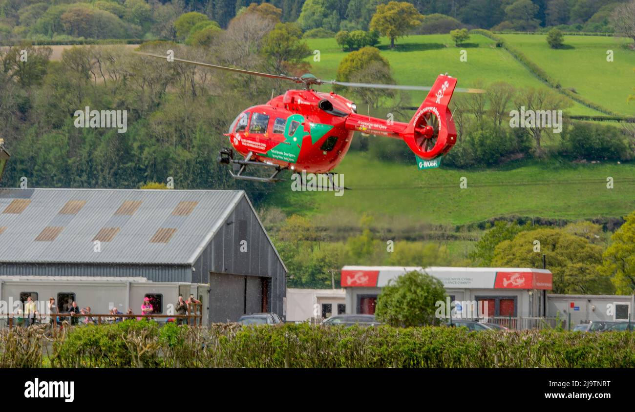 This is the Wales air ambulance landing at Welshpool airport. Call sign ...