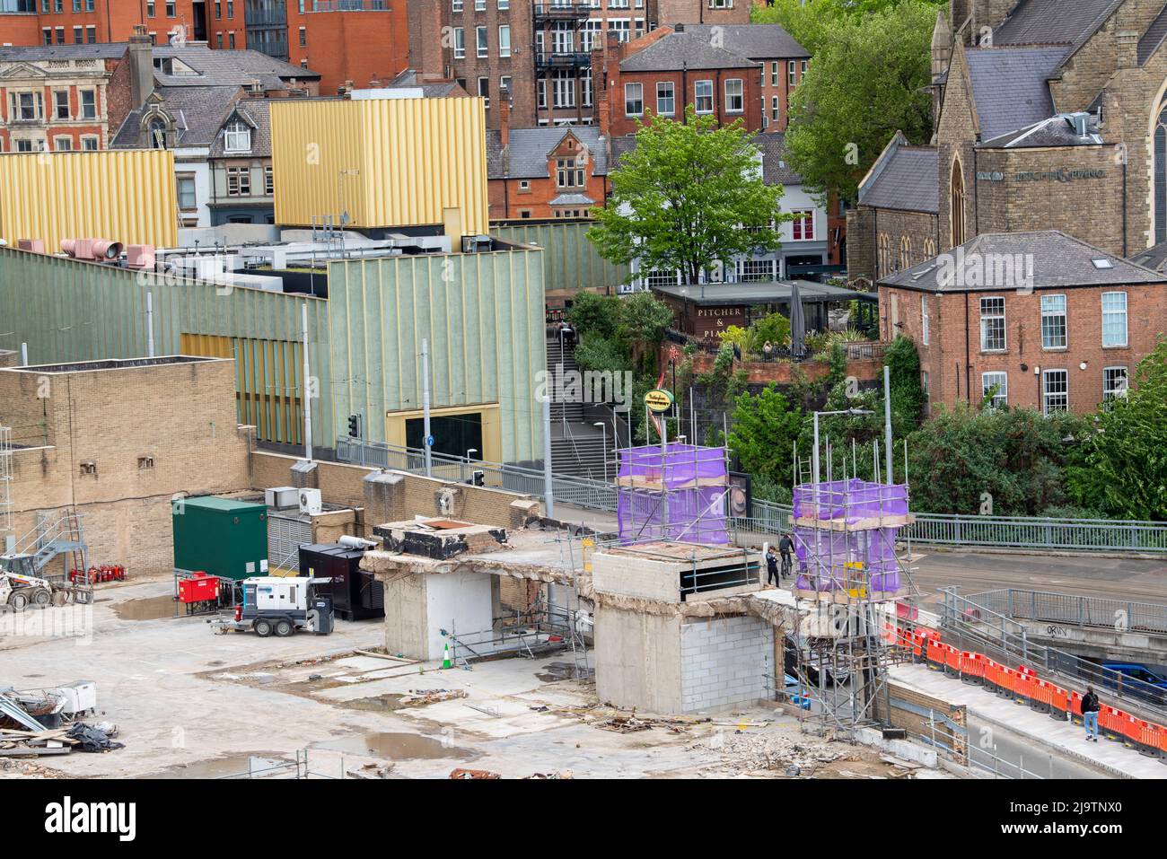 Demolition of the old Broadmarsh Shopping Centre in Nottingham City ...