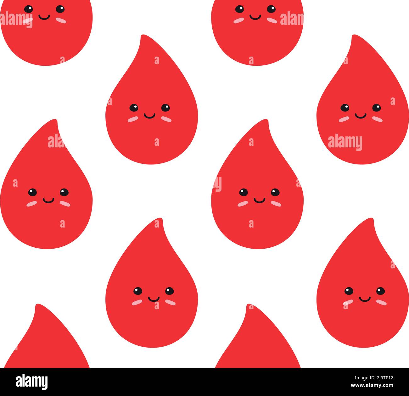 Vector seamless pattern of flat hand drawn blood drop with face ...