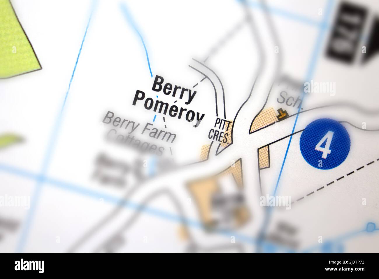Berry Pomeroy village - Devon, United Kingdom colour atlas map town ...