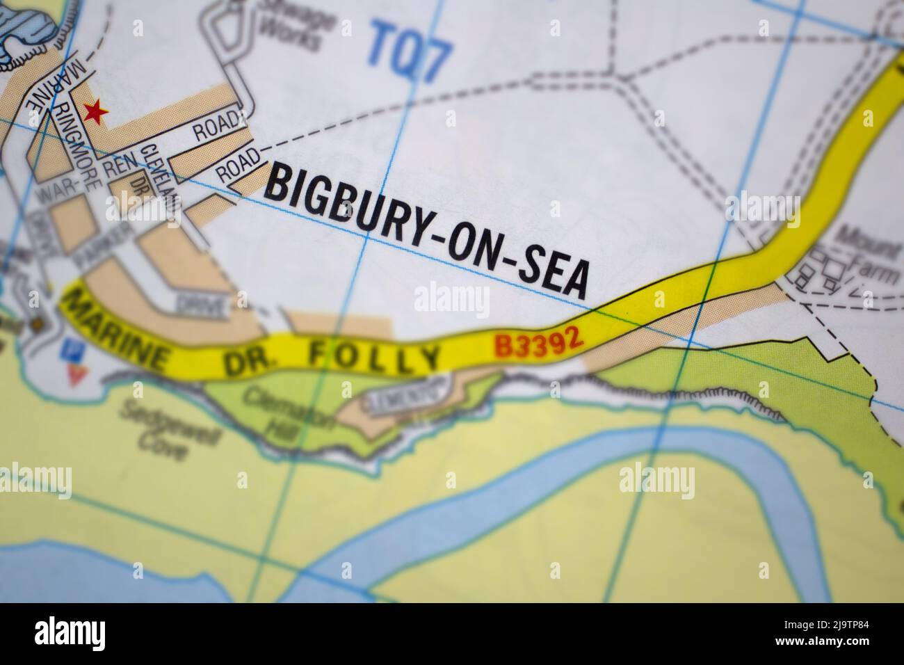 Bigbury-on-Sea, Devon, United Kingdom colour atlas map Stock Photo - Alamy