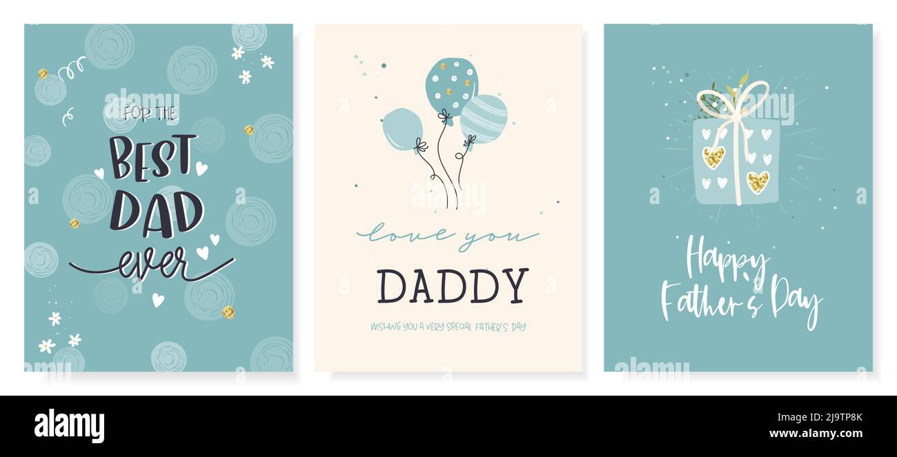Cute Father's Day design, hand drawn doodles, gift boxes, balloons ...