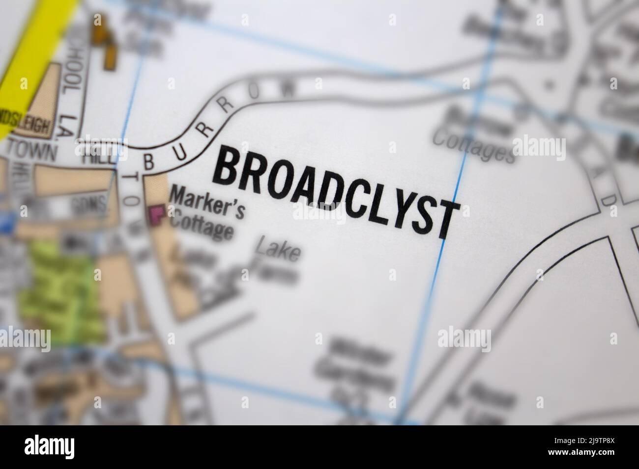 Broadclyst village - Devon, United Kingdom colour atlas map town name ...