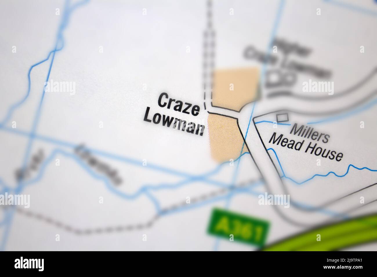 Craze Lowman village - Devon, United Kingdom colour atlas map town name ...