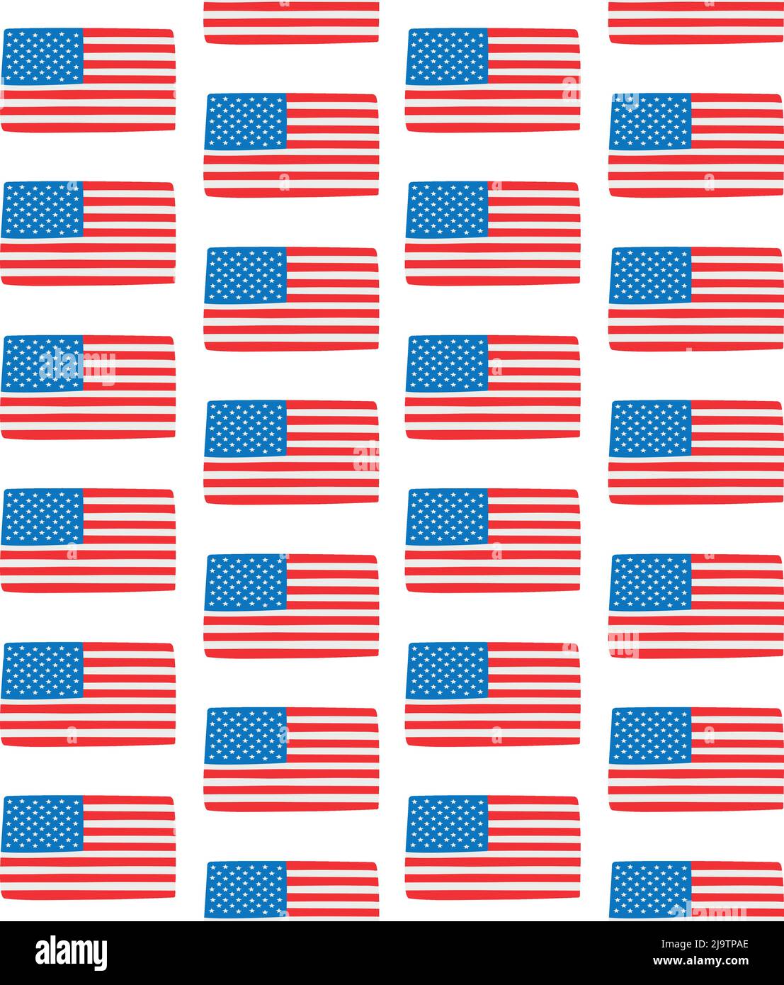 Vector seamless pattern of hand drawn doodle sketch American USA flag ...