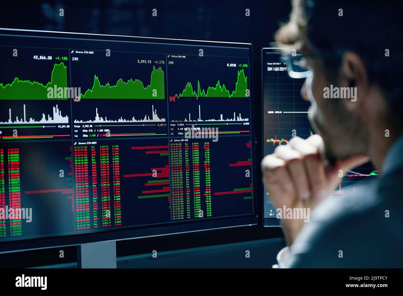 Trading charts on the computer screen. close-up Stock Photo - Alamy