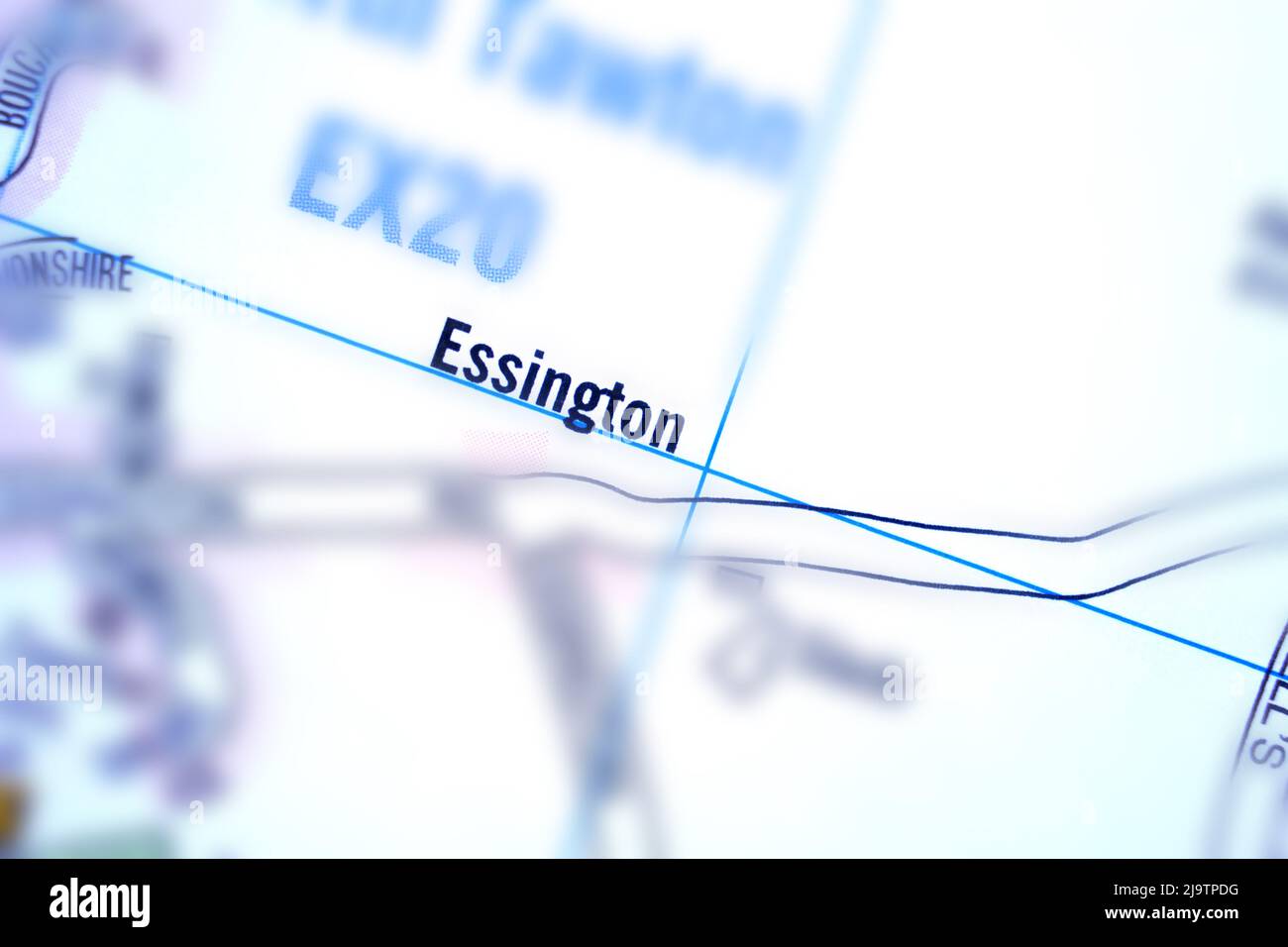 Essington village - Devon, United Kingdom colour atlas map town name ...