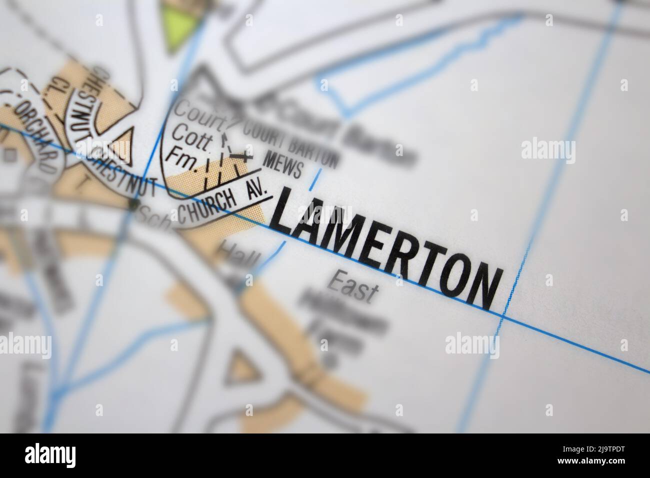 Lamerton village - Devon, United Kingdom colour atlas map town name ...
