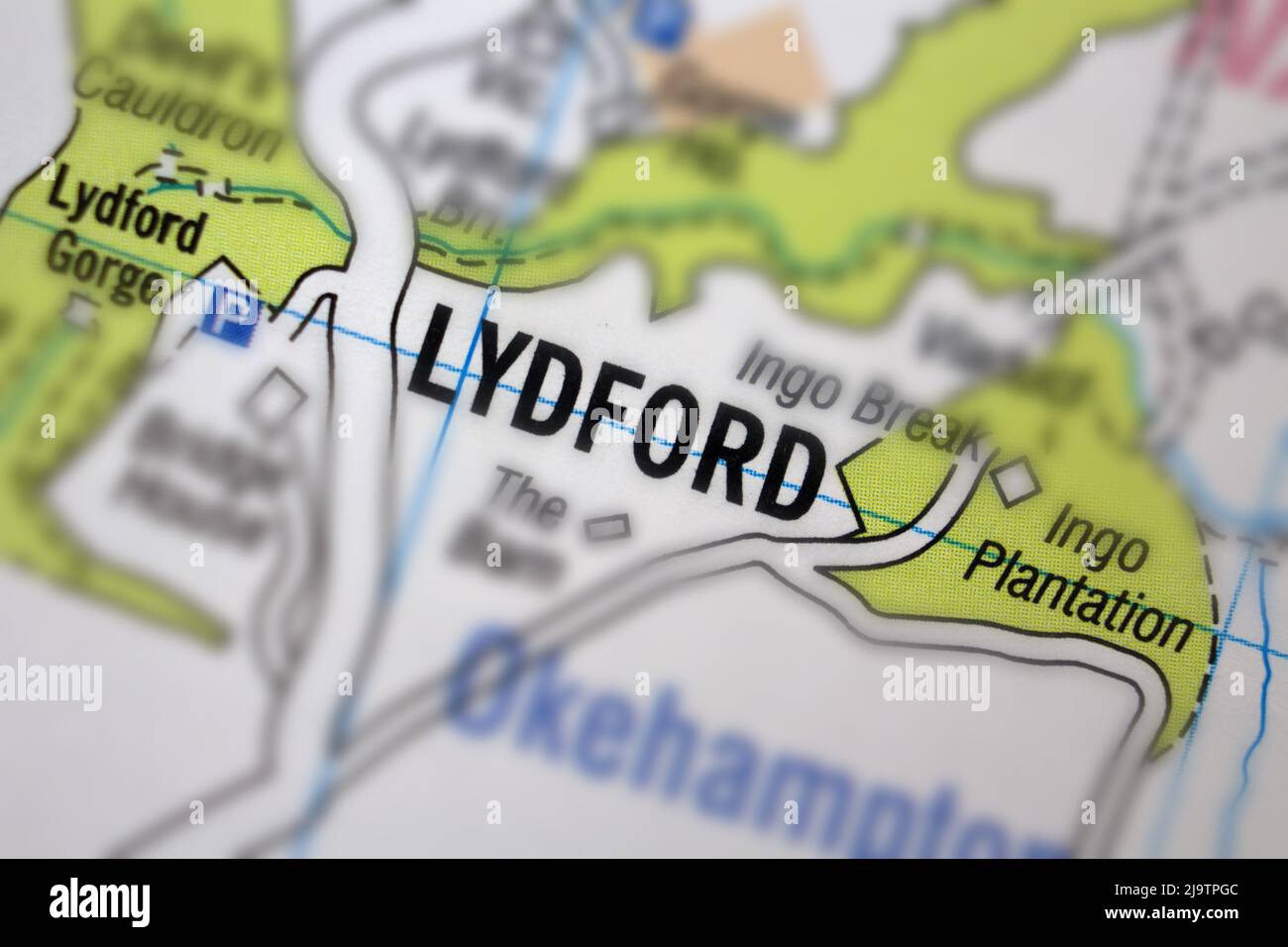 Lydford village - Devon, United Kingdom colour atlas map town name ...
