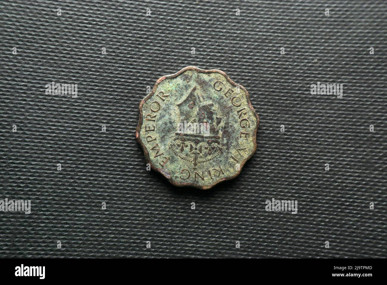 1 Anna Indian coin dated 1945, Back view, British, King George VI ...