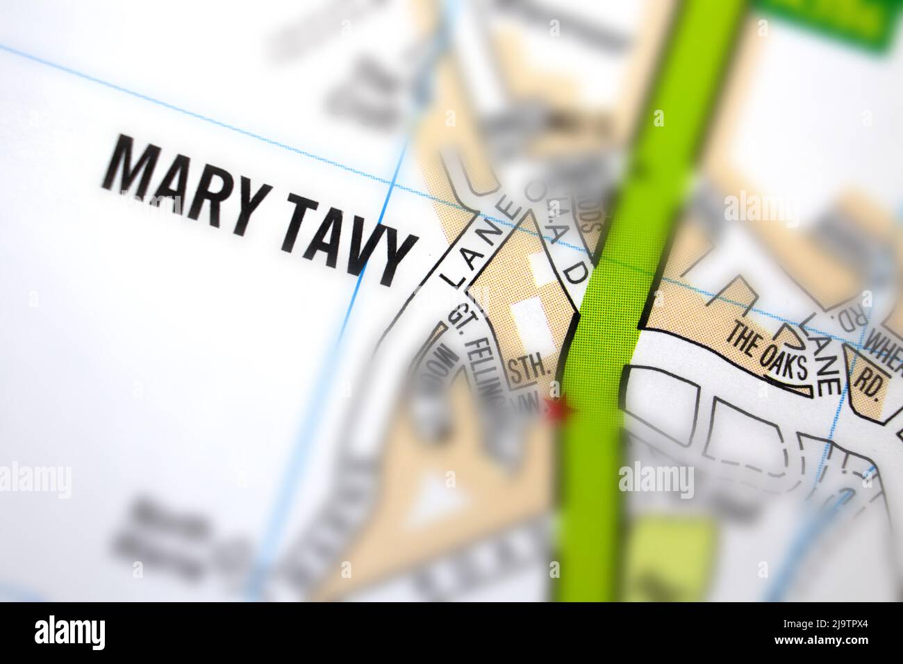 Mary Tavy village - Devon, United Kingdom colour atlas map town plan ...