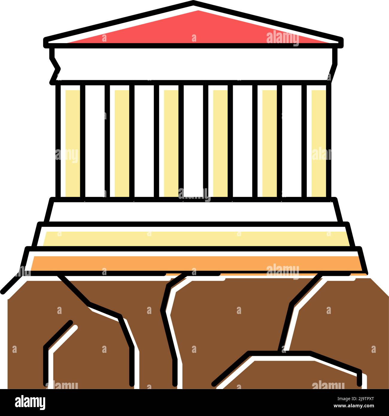 acropolis ancient greece architecture building color icon vector ...
