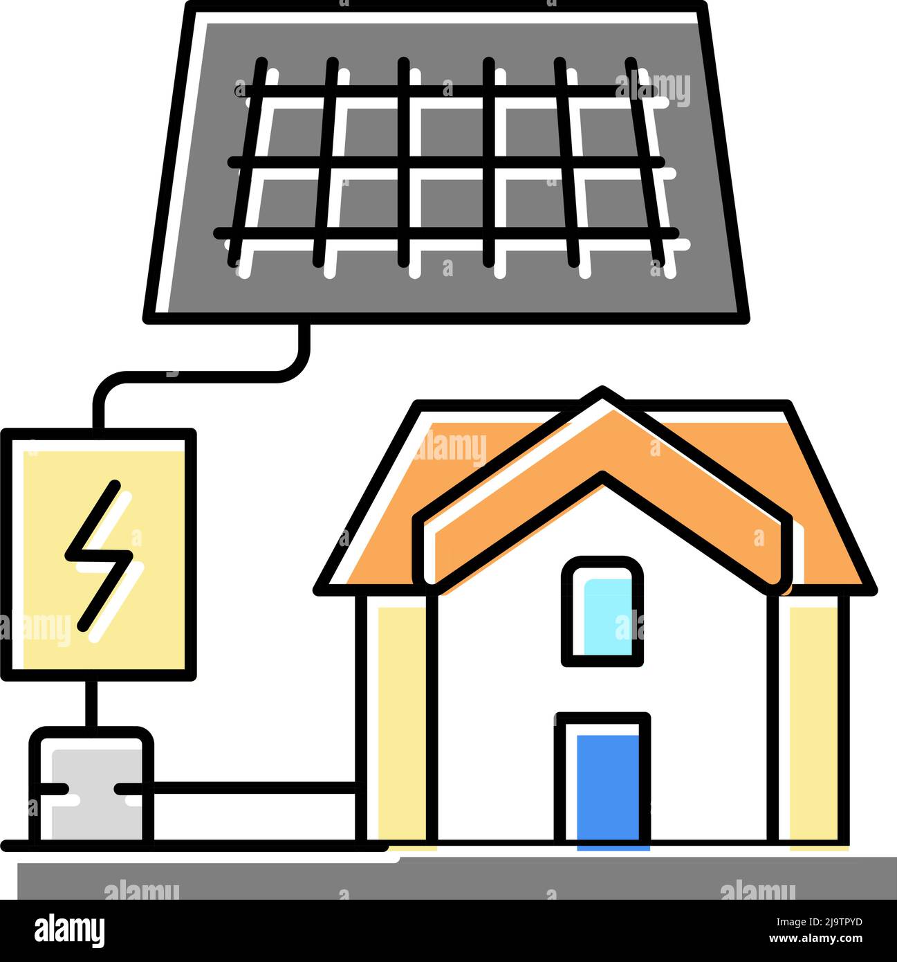solar electricity installation color icon vector illustration Stock ...