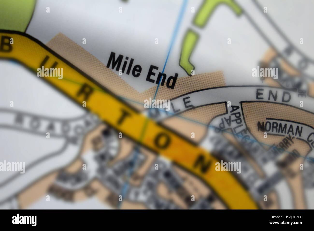 Mile End village - Devon, United Kingdom colour atlas map town plan and ...