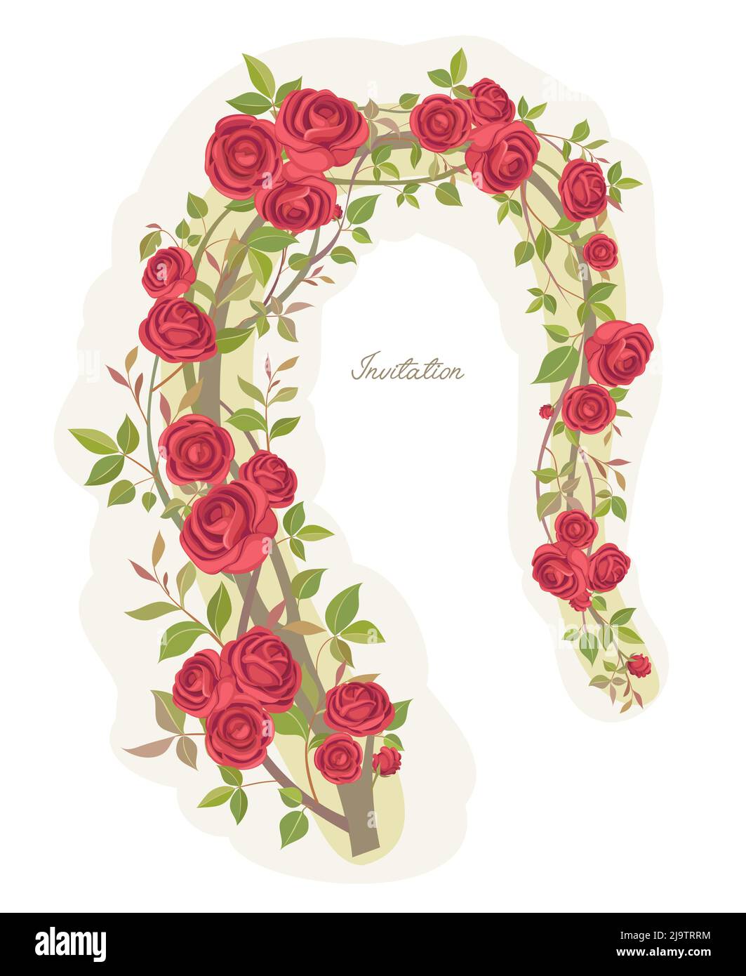 Retro wreath roses leaves Cut Out Stock Images & Pictures - Alamy