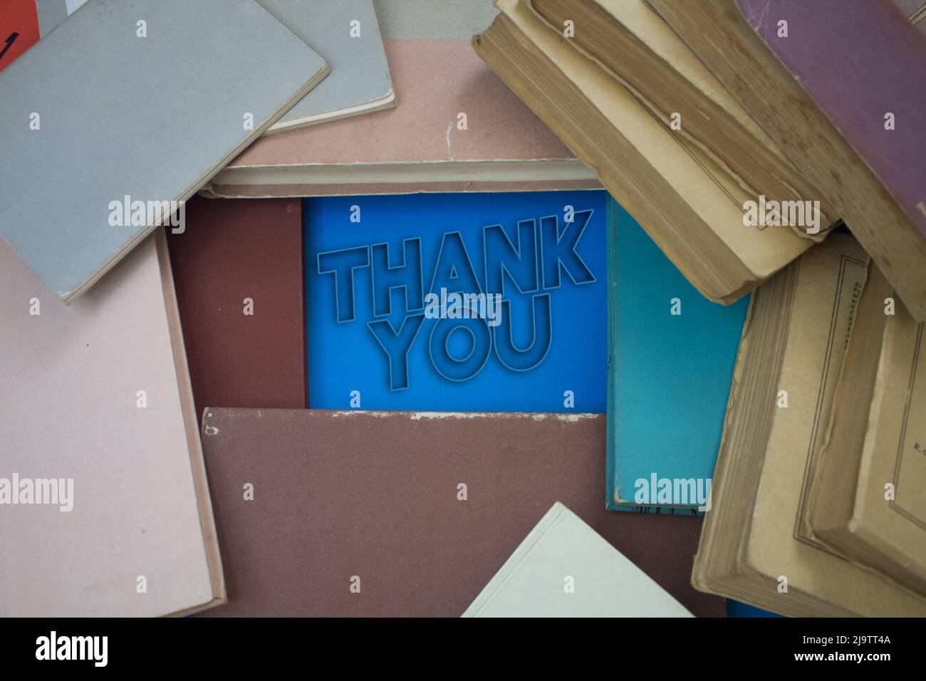 Thank You word in opened book with vintage, natural patterns old ...