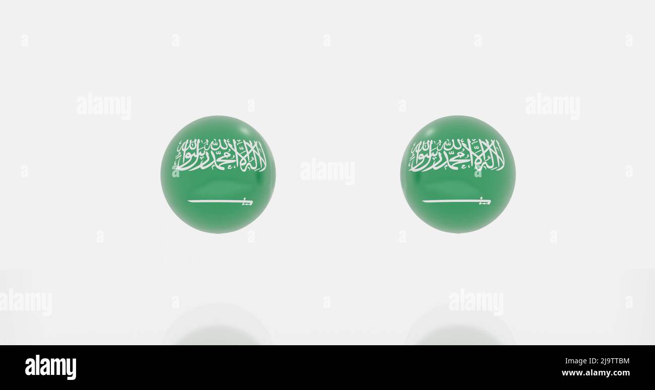 3d render of globe in Saudi Arabia countries flag for icon or symbol ...