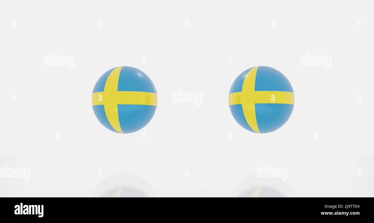 3d render of globe in Sweden countries flag for icon or symbol Stock ...