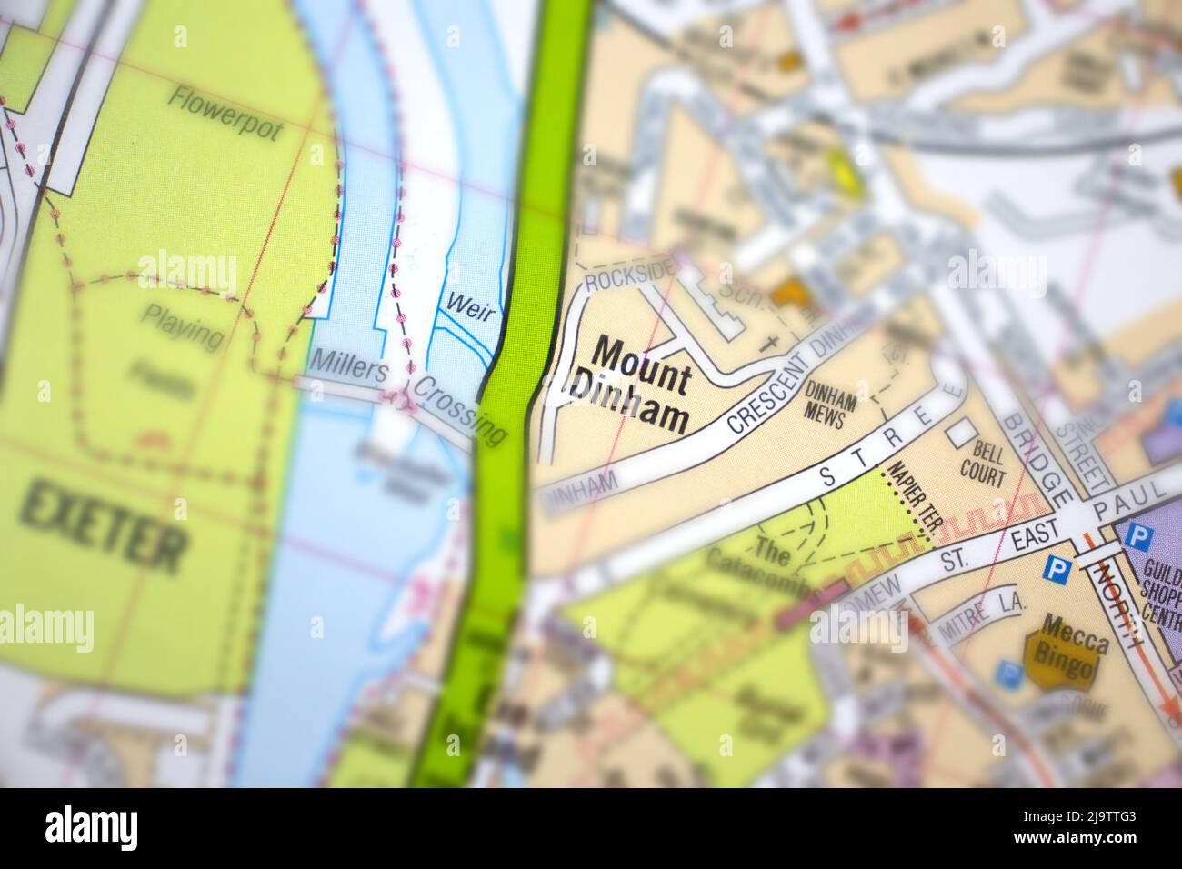 Mount Dinham - Exeter, Devon, United Kingdom colour atlas map district ...