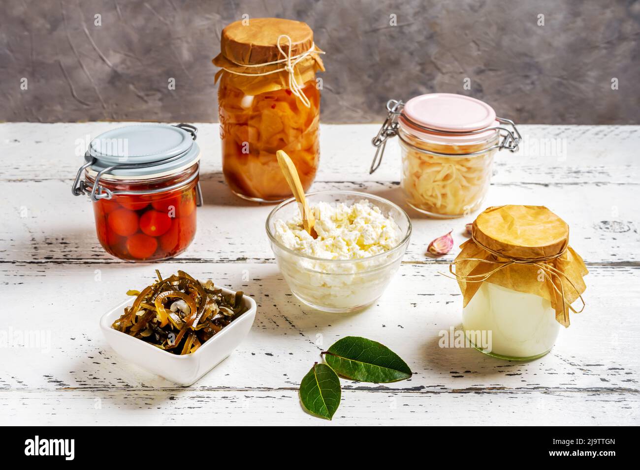 Pickled or fermented tomatoes, kimchi, cabbage, seaweed, yogurt ...