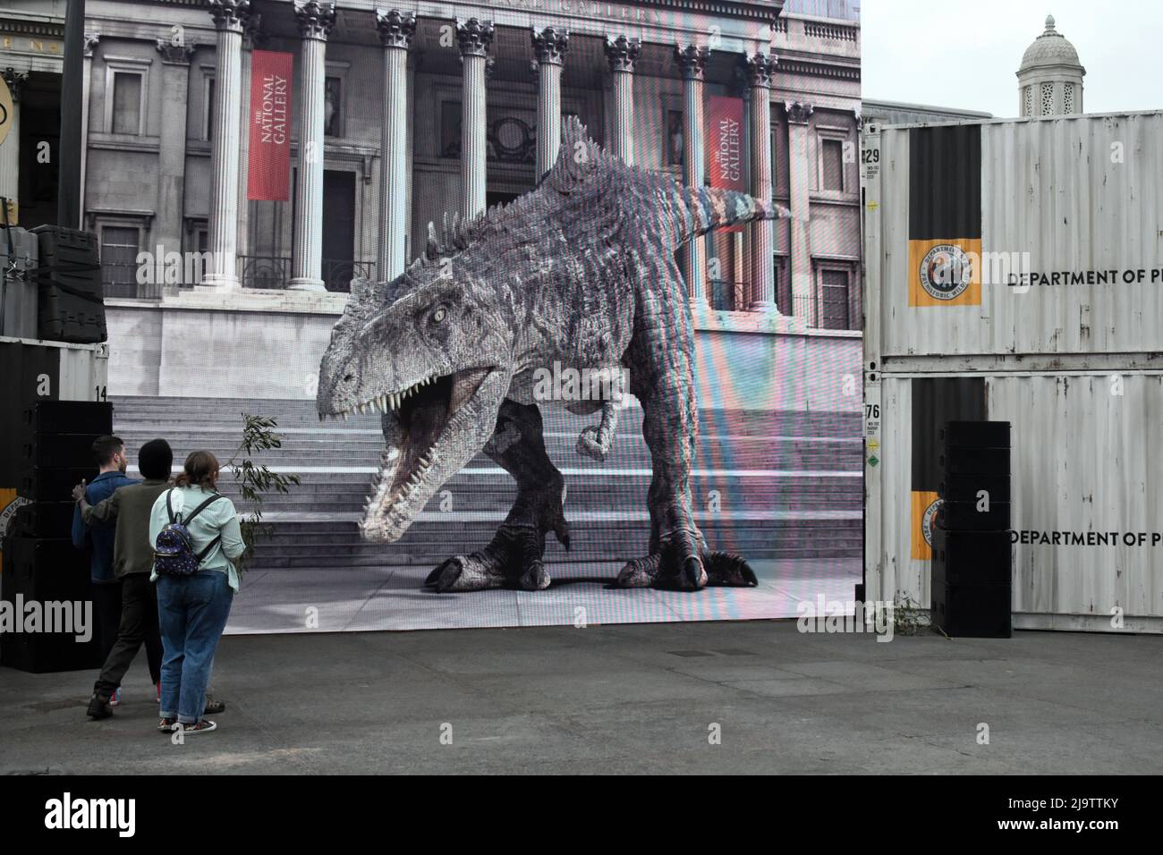 25th May, 2022. London, UK, Jurassic Feeding a branch to the dinosaur ...