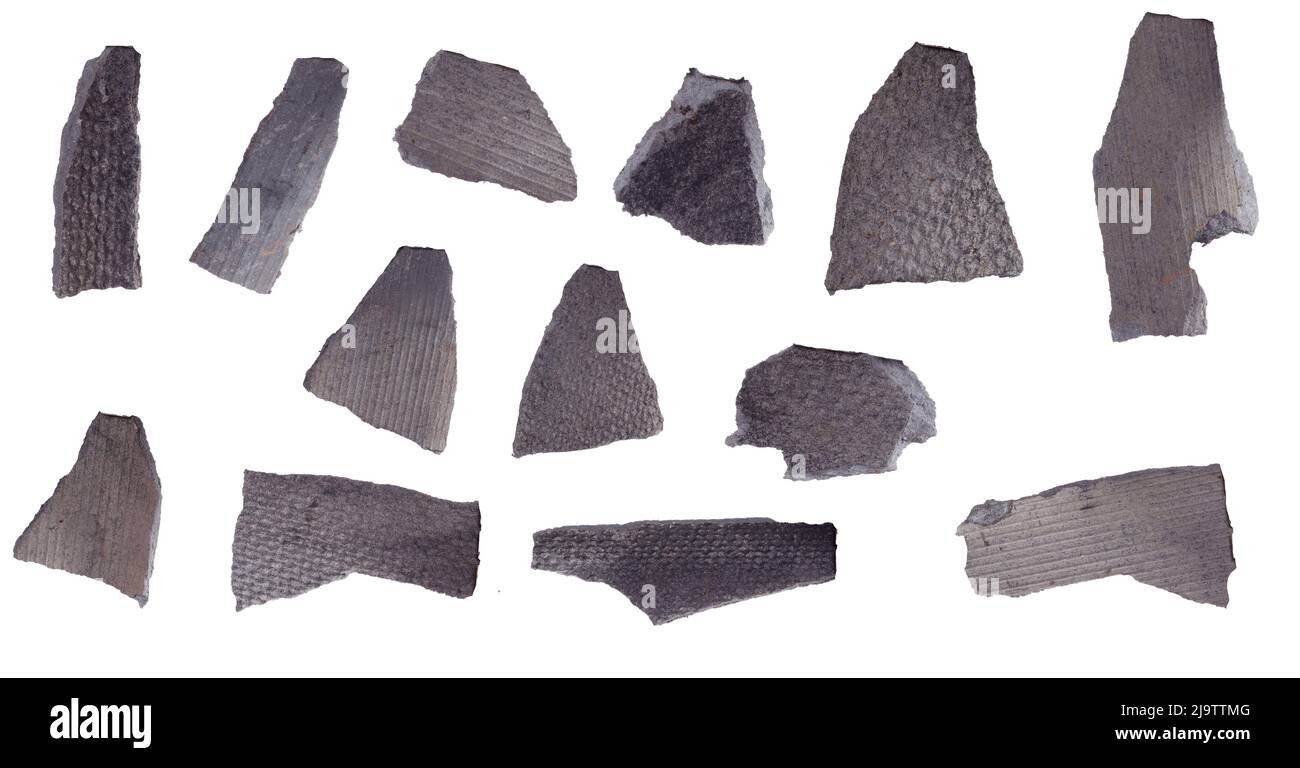 set of slate pieces isolated on white background Stock Photo - Alamy