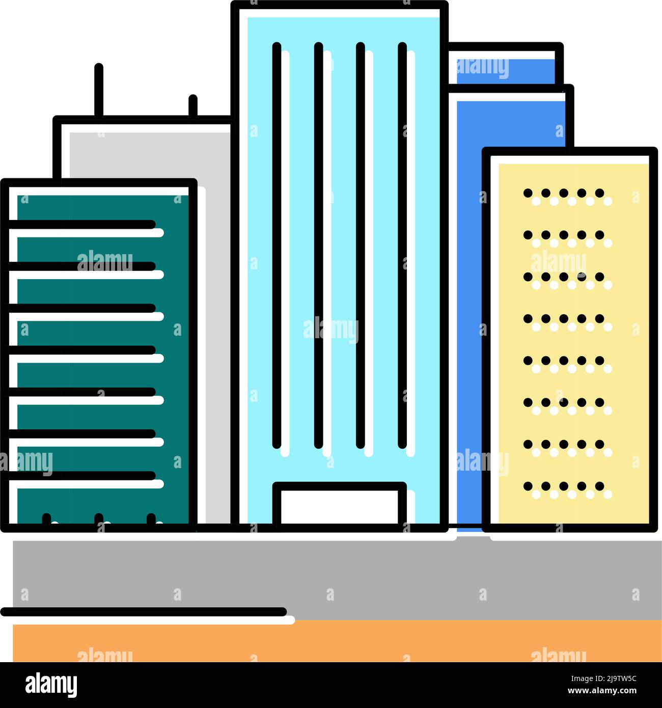land of high rise buildings color icon vector illustration Stock Vector ...
