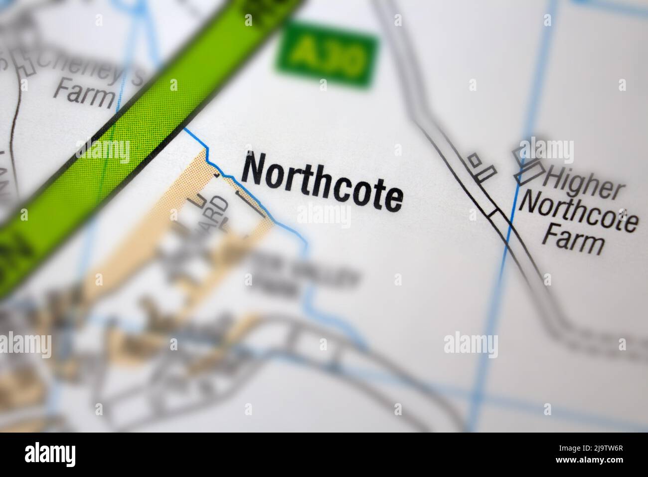 Northcott village - Devon, United Kingdom colour atlas map town name ...