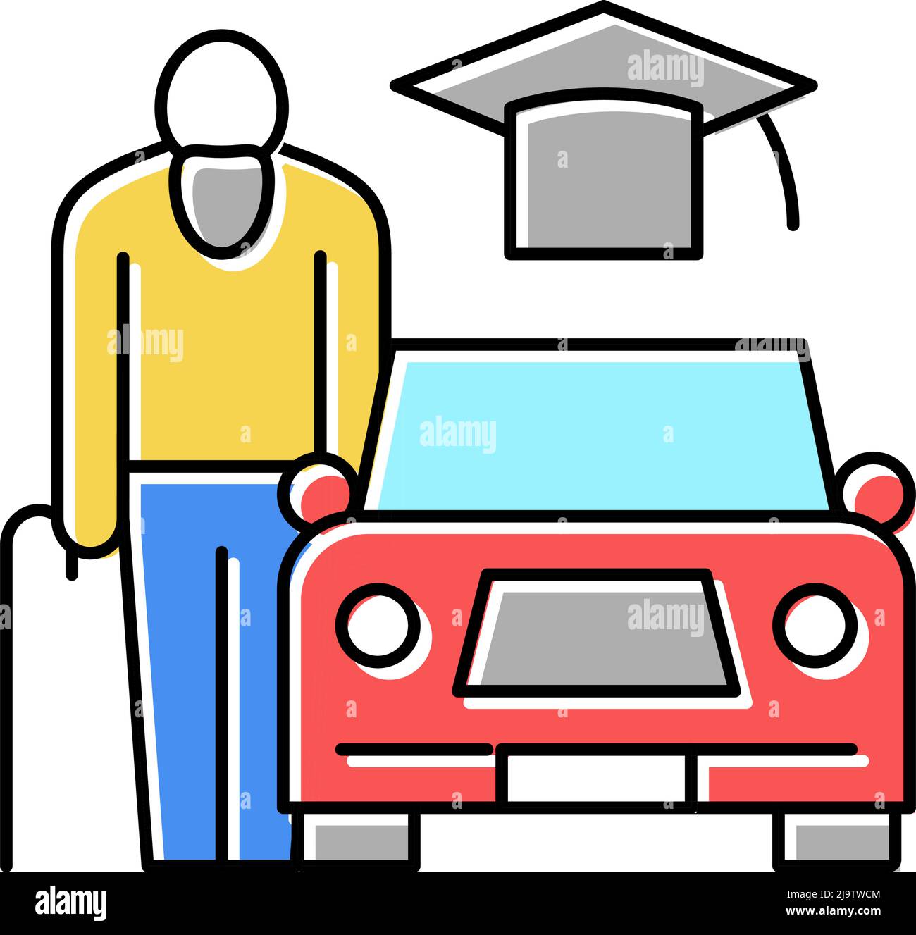 driving lessons for seniors color icon vector illustration Stock Vector ...