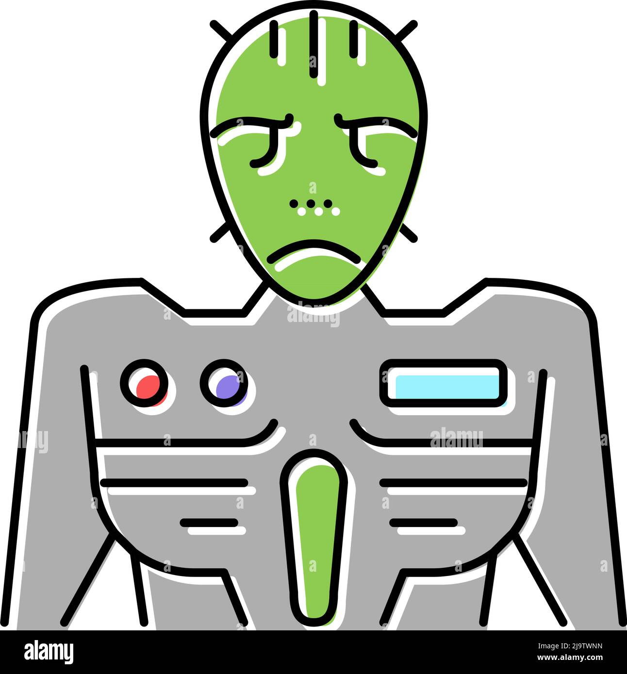 green alien color icon vector illustration Stock Vector Image & Art - Alamy