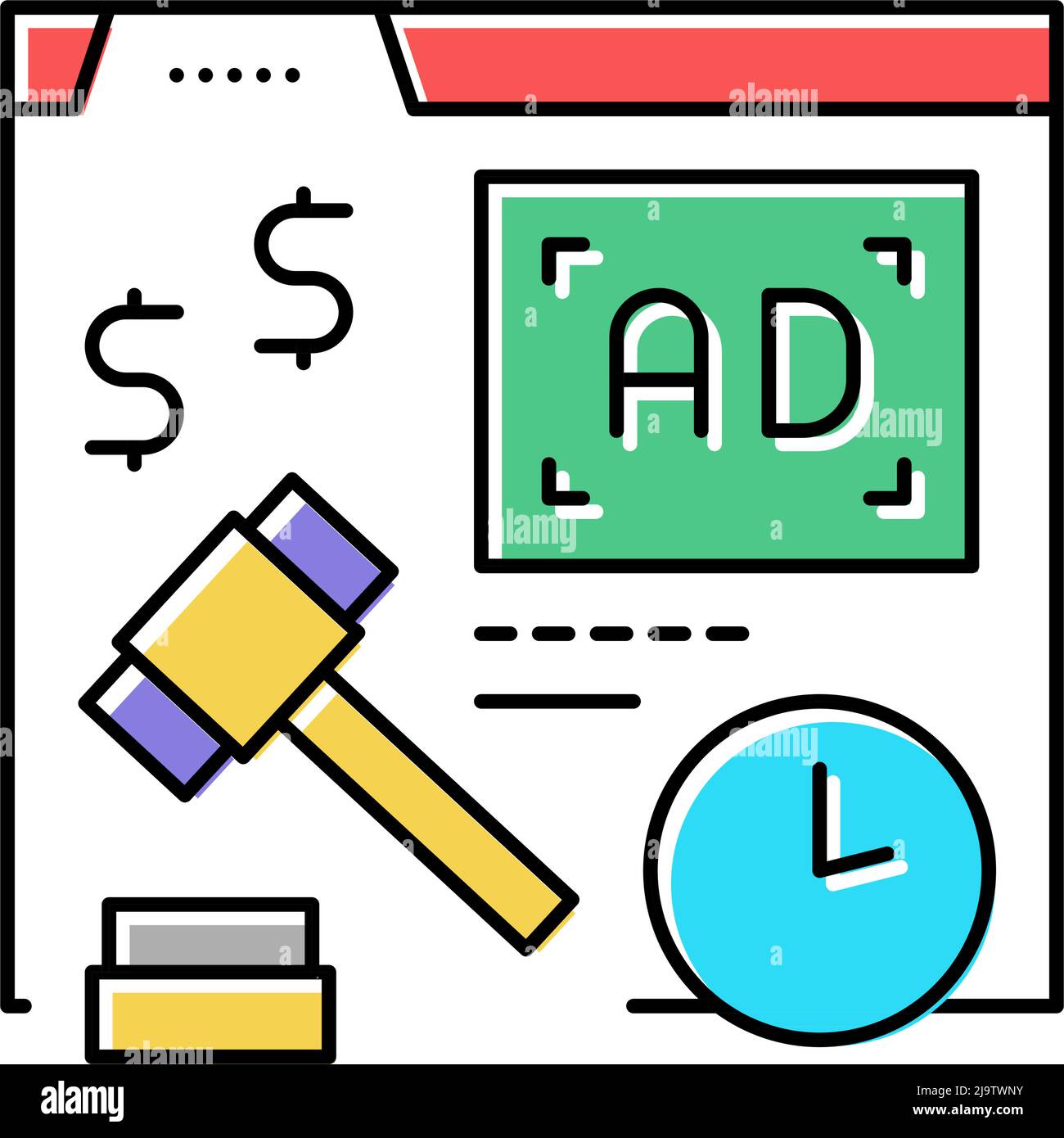 real time bidding color icon vector illustration Stock Vector Image ...