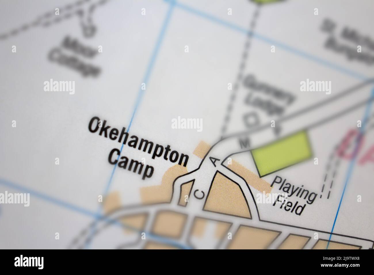 Okehampton Camp - Devon, United Kingdom colour atlas map town name ...