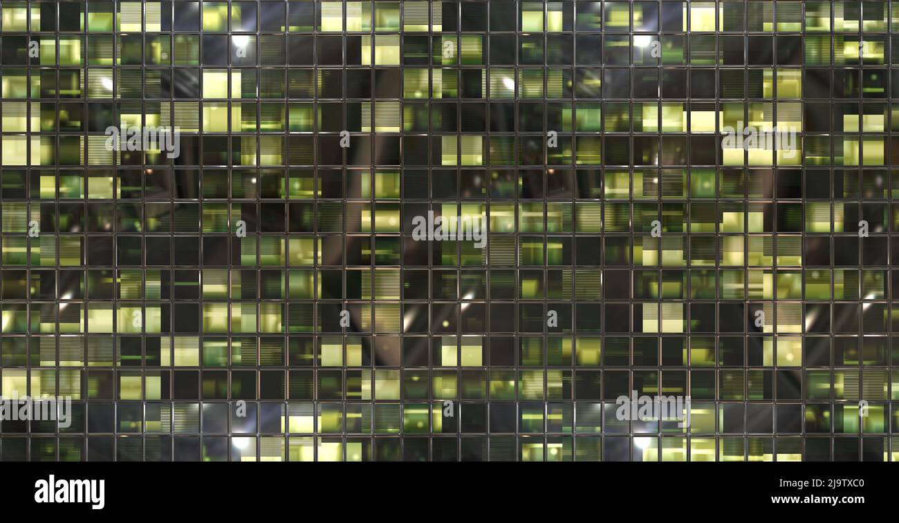 windows building front facade by night Stock Photo - Alamy