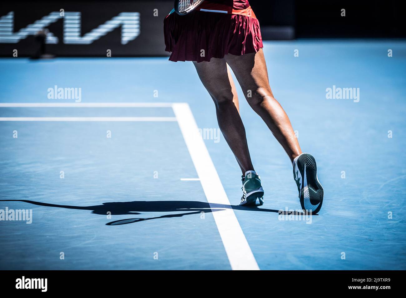 MELBOURNE, AUSTRALIA - JANUARY 25: Legs detail of Madison Keys of USA ...