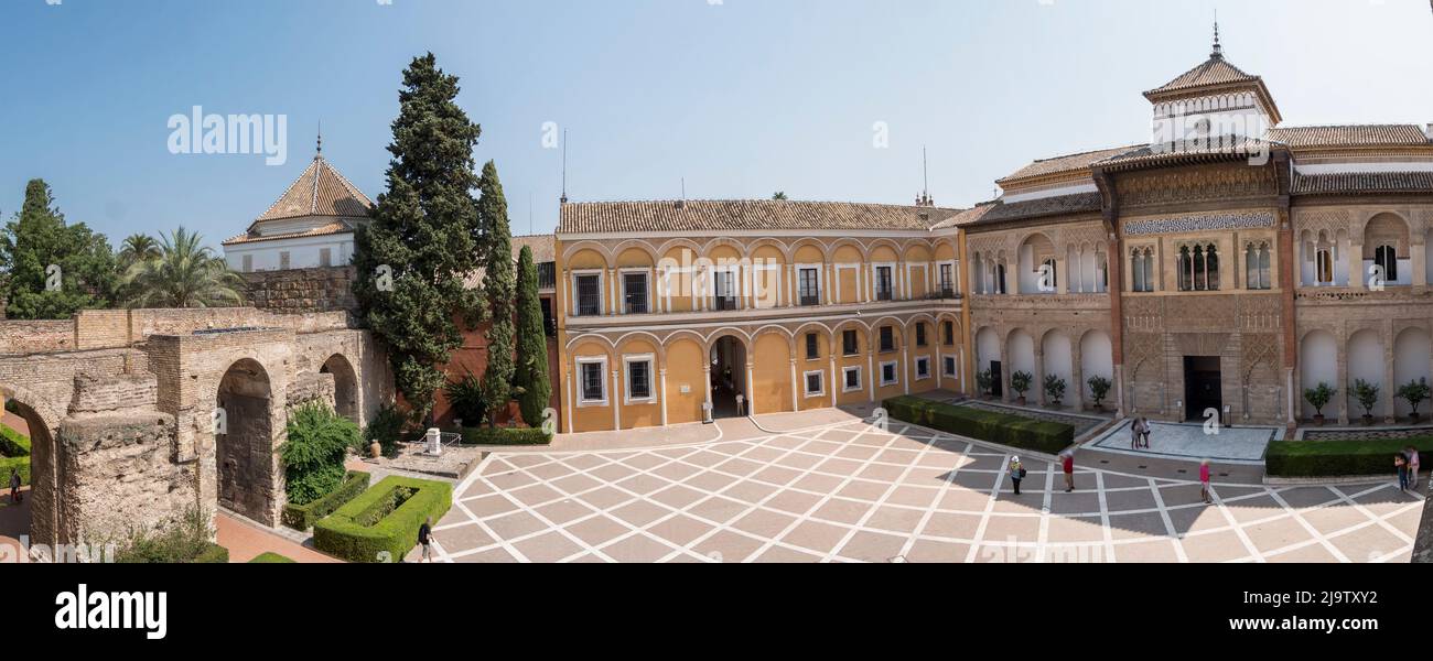 Royal Alcázar of Seville, a walled palatial complex built in different ...