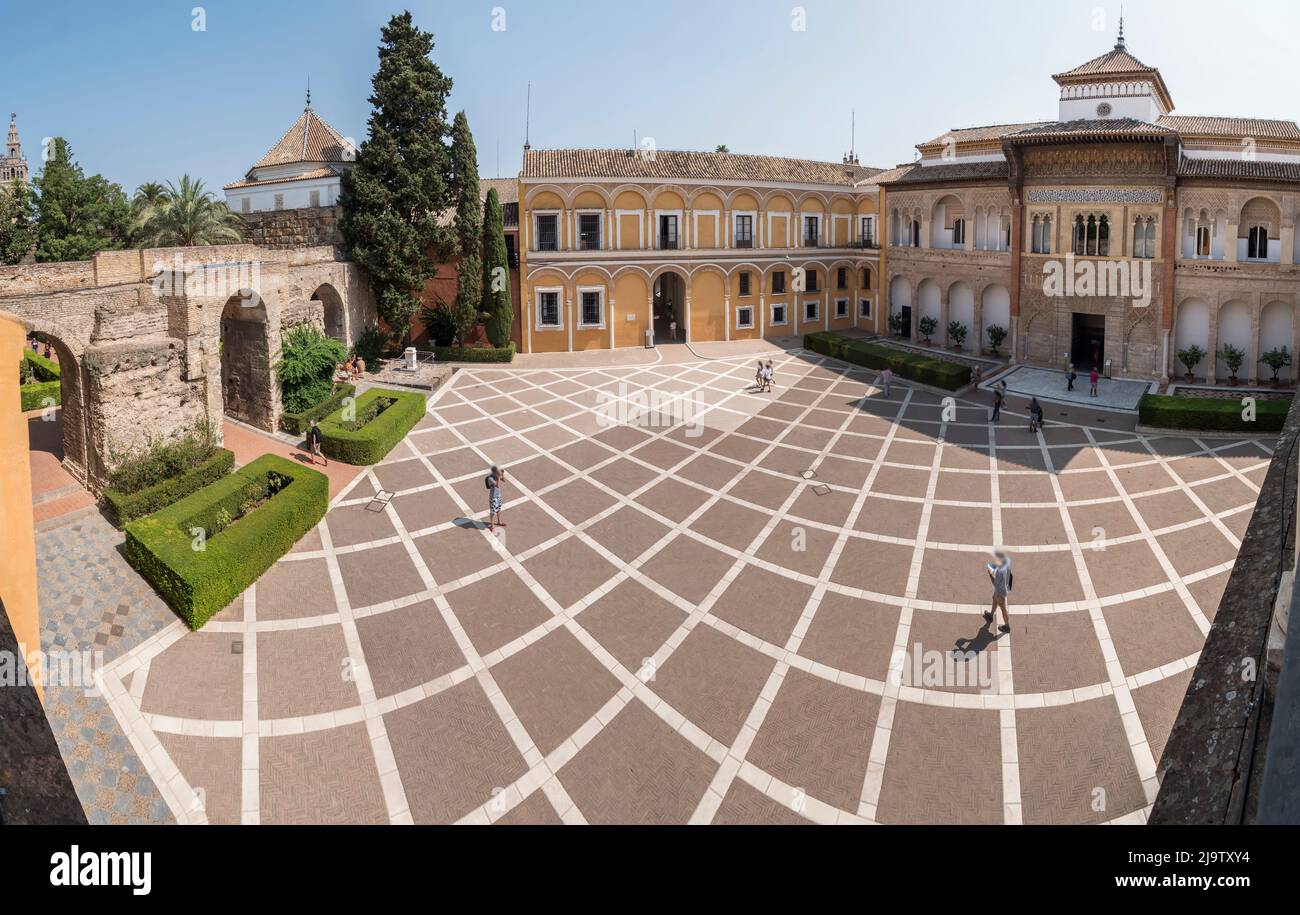 Royal Alcázar of Seville, a walled palatial complex built in different ...