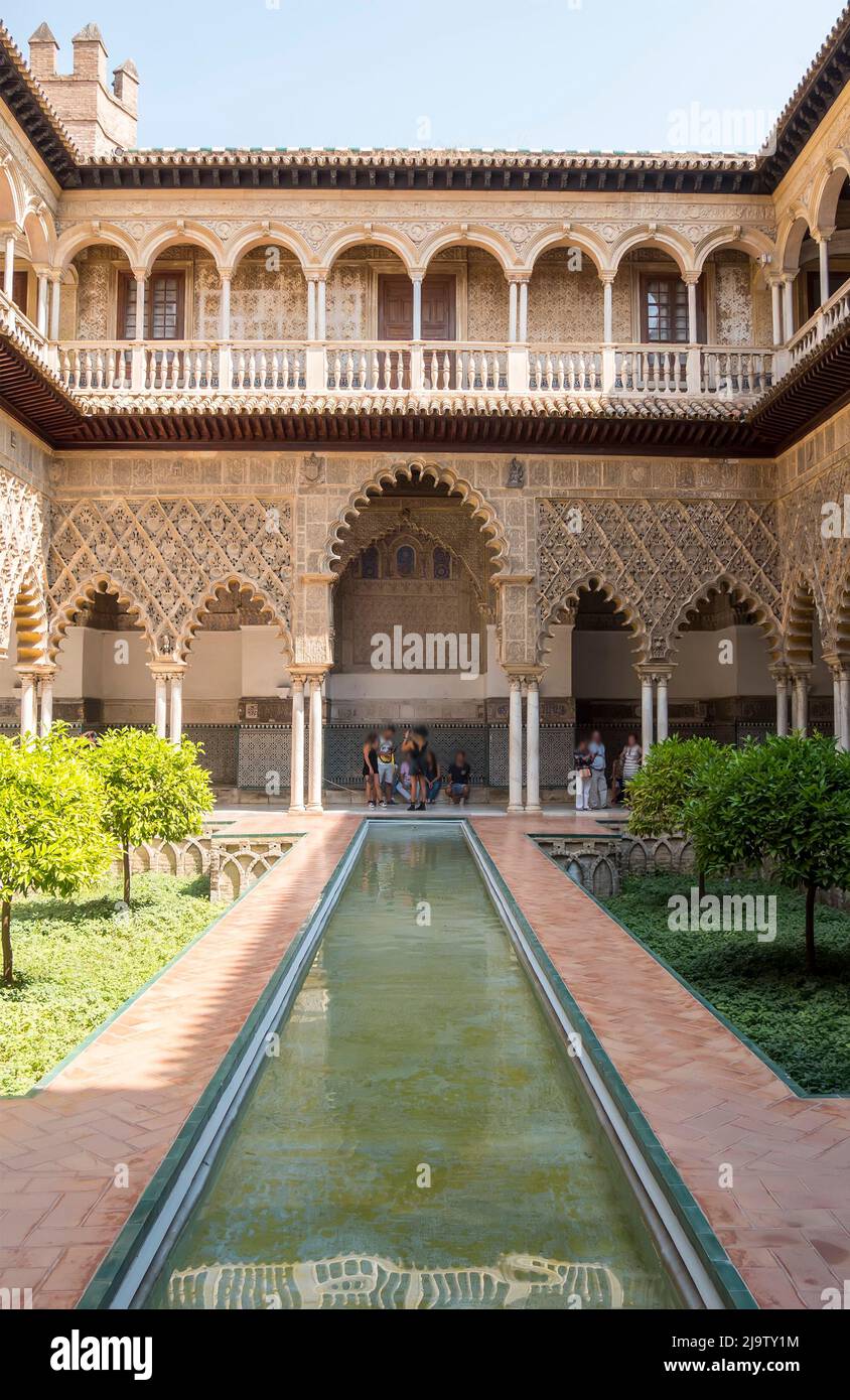 Royal Alcázar of Seville, a walled palatial complex built in different ...