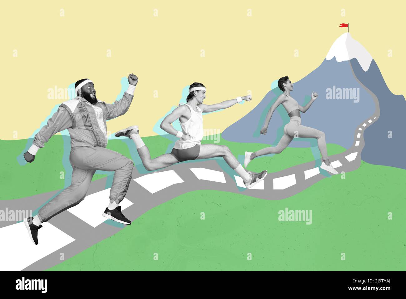 Creative collage running hi-res stock photography and images - Alamy