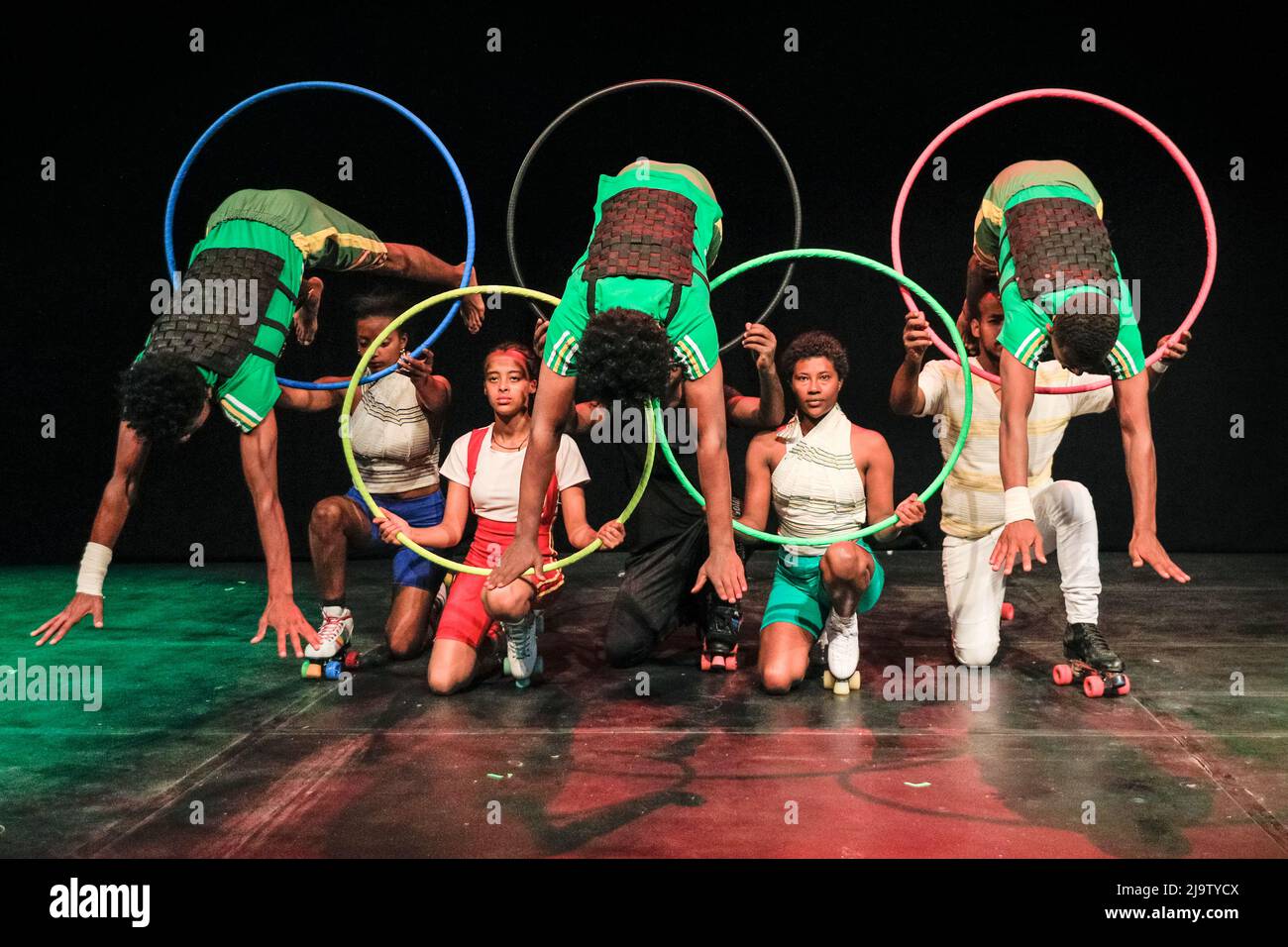 London, UK. 25th May, 2022. The 15-strong Circus Abyssinia troupe ...