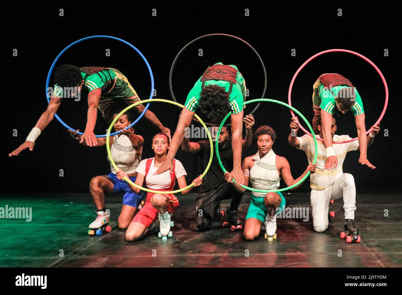 London, UK. 25th May, 2022. The 15-strong Circus Abyssinia troupe ...